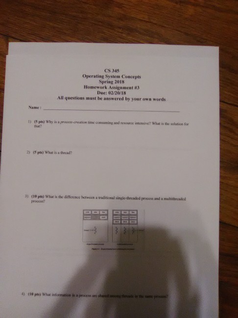 Solved CS 345 Operating System Concepts Spring 2018 Homework | Chegg.com