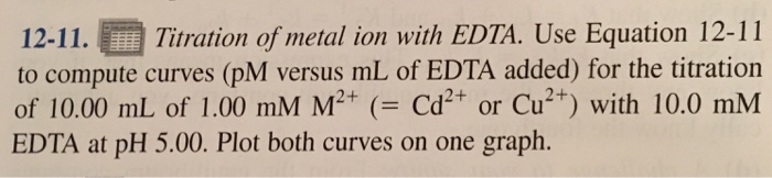 Using excel for Titration of a metal ion with | Chegg.com