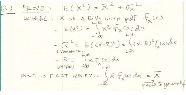 Solved Prove E(x^2) = x^2 + sigma x^2 Where: -x is A R V | Chegg.com