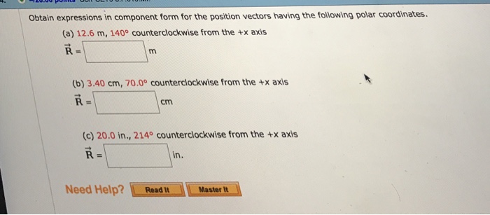 Solved Obtain expressions in component form for the position | Chegg.com Solved Obtain expressions in component form for the position | Chegg.com