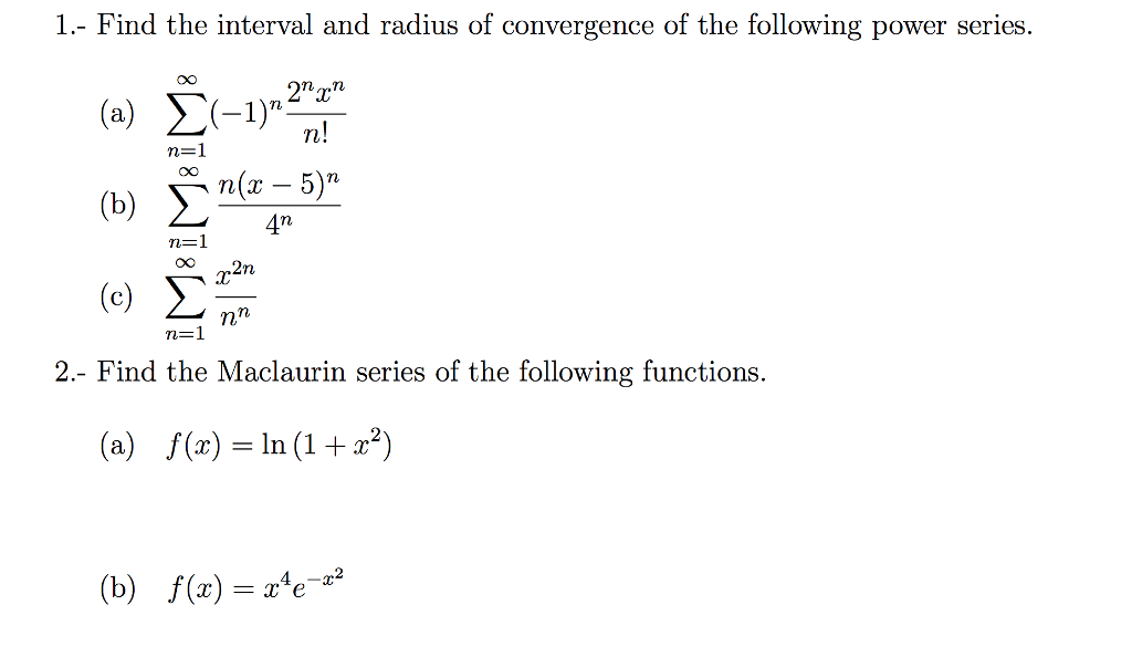 Solved Find The Interval And Radius Of Convergence Of The