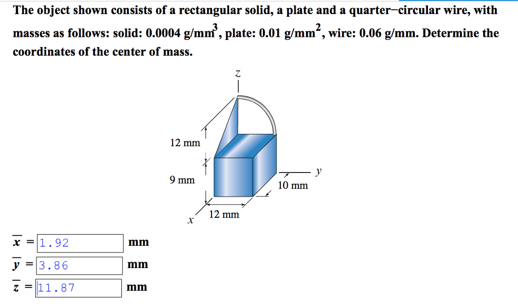 Solved The object shown consists of a rectangular solid, a | Chegg.com