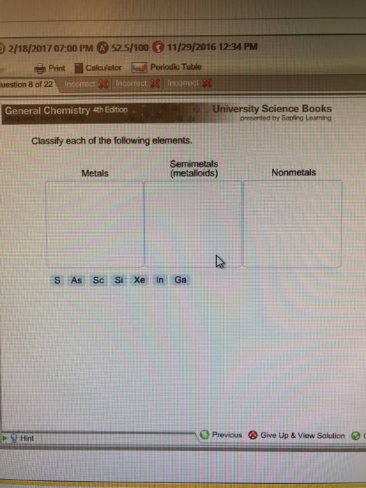 Solved Classify each of the following elements. | Chegg.com