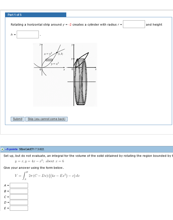 Solved Use the method of cylindrical shells to find the | Chegg.com