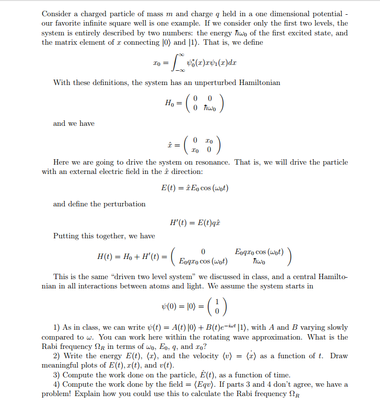 Solved Consider a charged particle of mass m and charge q | Chegg.com