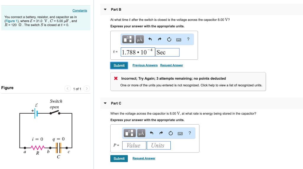 Solved You connect a battery, resistor, and capacitor as in | Chegg.com