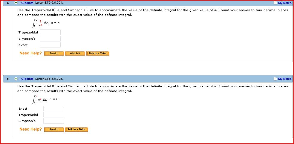Solved Use the Trapezoidal Rule and Simpson's Rule to | Chegg.com