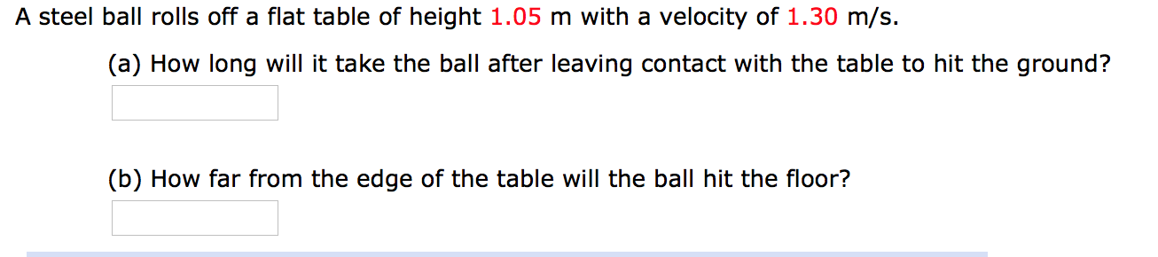 Solved A steel ball rolls off a flat table of height 1. 05 m | Chegg.com