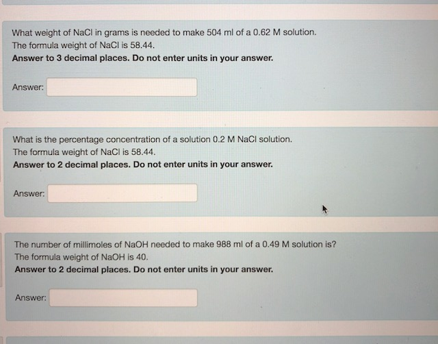 Solved What weight of NaCl in grams is needed to make 504 ml | Chegg.com