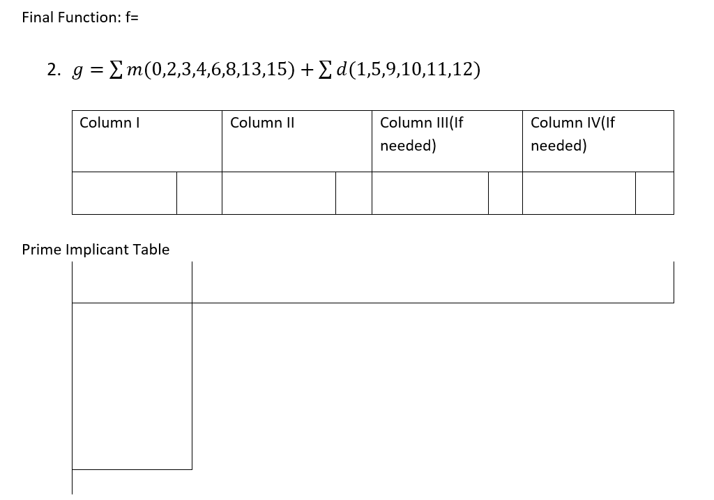 Solved use the Quine-McCluskey simplification method to find | Chegg.com
