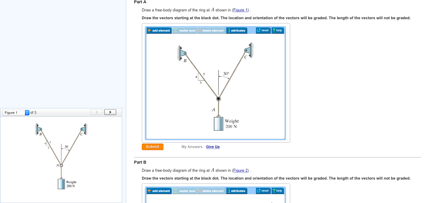 Solved Part A Draw a free-body diagram of the ring at A | Chegg.com