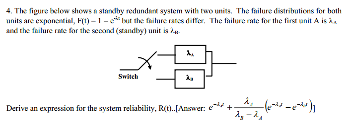 Solved The figure below shows a standby redundant system | Chegg.com