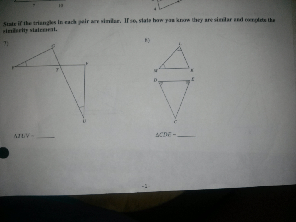 Solved Slate if the triangles in each pair are similar. If | Chegg.com