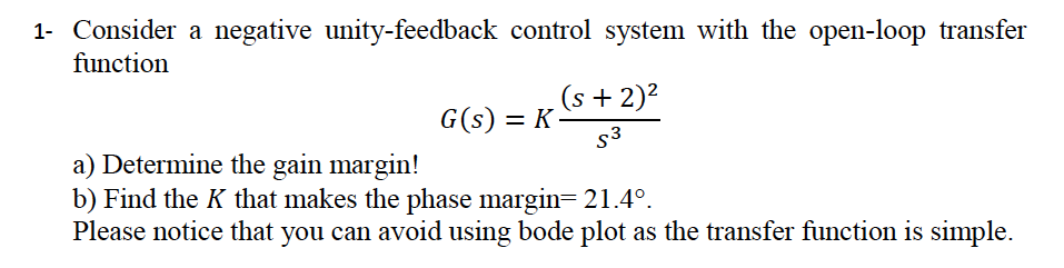 Solved Consider a negative unity-feedback control system | Chegg.com