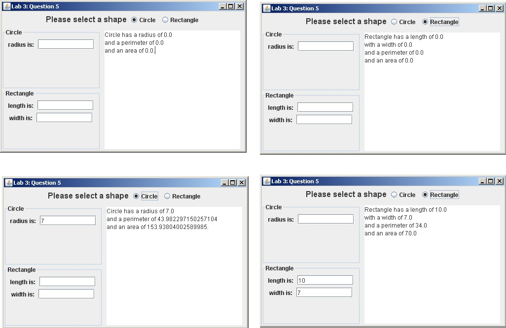 Solved Requirements: If you click on the Circle radio | Chegg.com
