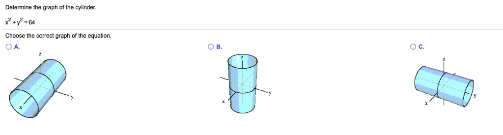Solved Determine the graph of the cylinder Choose the | Chegg.com