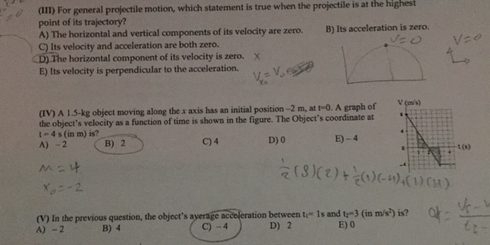 Solved For general projectile motion, which statement is | Chegg.com