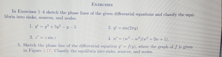 Solved EXERCISES In Exercises 1-4 sketch the phase lines of | Chegg.com