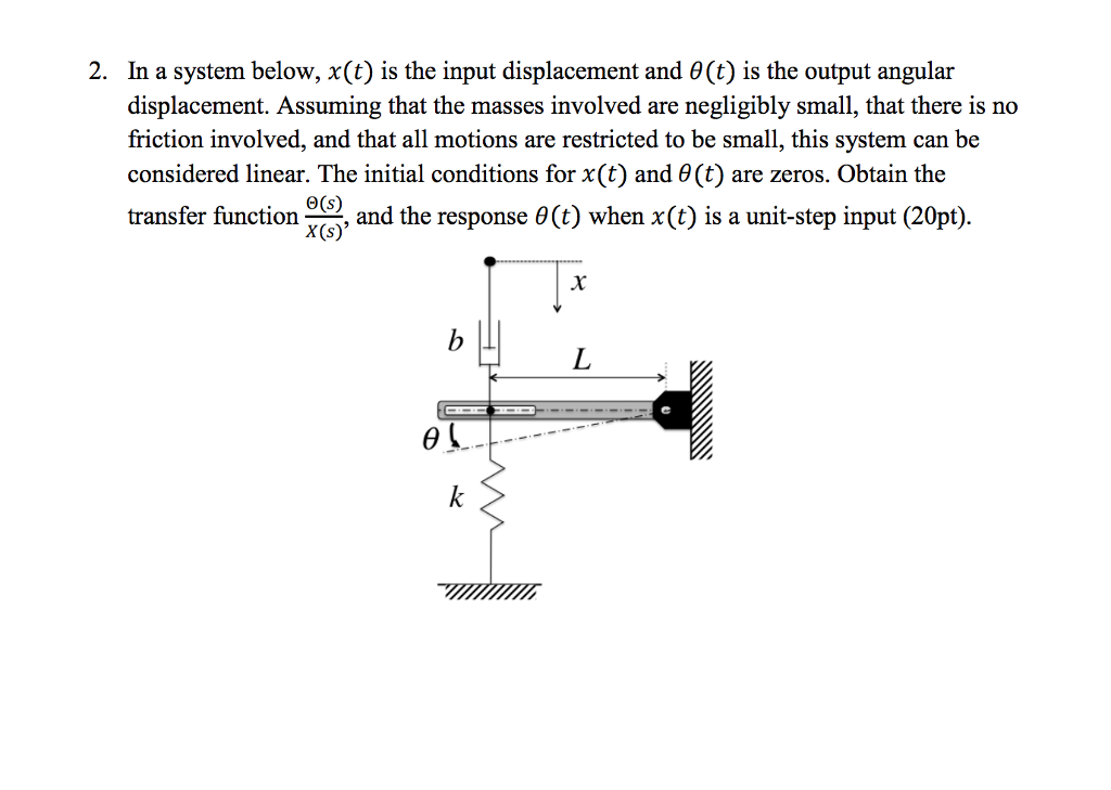 Solved 2. In a system below, x(t) is the input displacement | Chegg.com