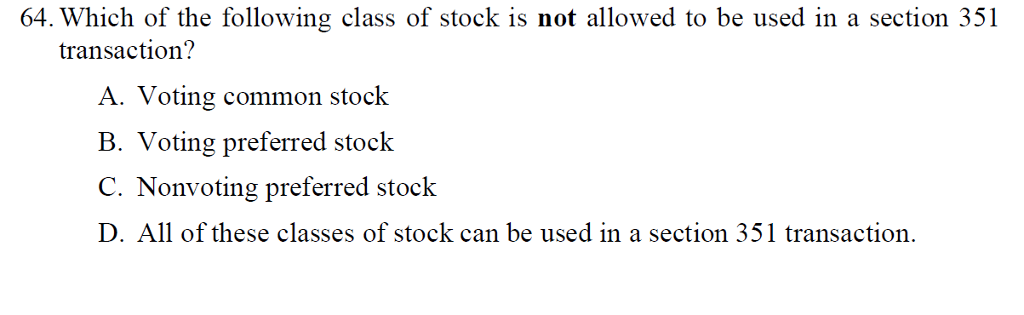 Solved Which of the following class of stock is not allowed | Chegg.com