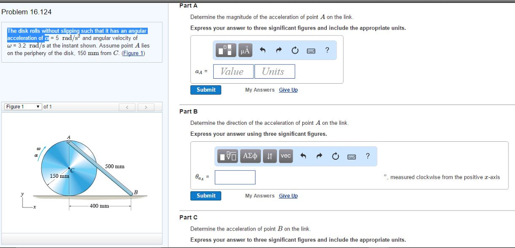 Solved The disk rolls without slipping such that it has an | Chegg.com