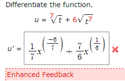 Solved Differentiate the function. u = 7 square root t + 6 | Chegg.com