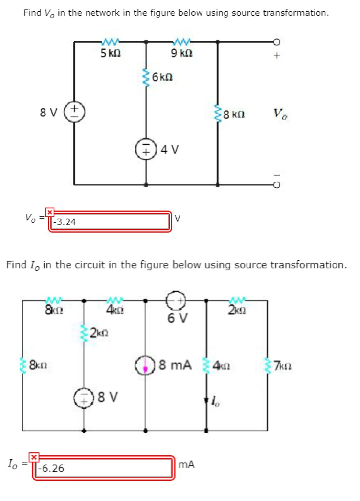 Solved Find Vo in the network in the figure below using | Chegg.com