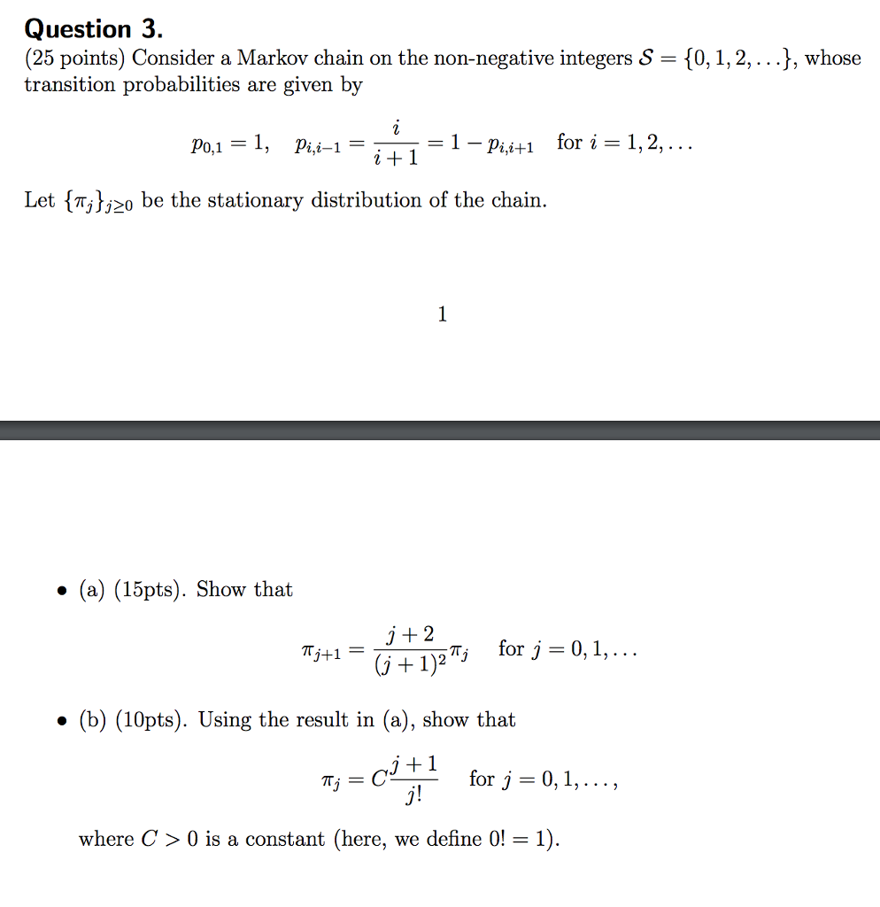 Consider a Markov chain on the non-negative integers | Chegg.com