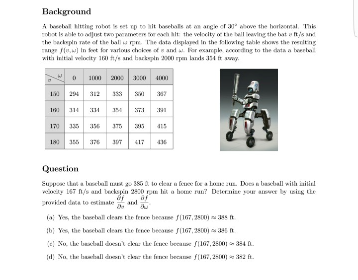Solved Background A baseball hitting robot is set up to hit | Chegg.com