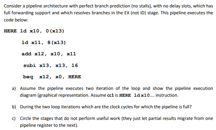 Consider a pipeline architecture with perfect branch | Chegg.com