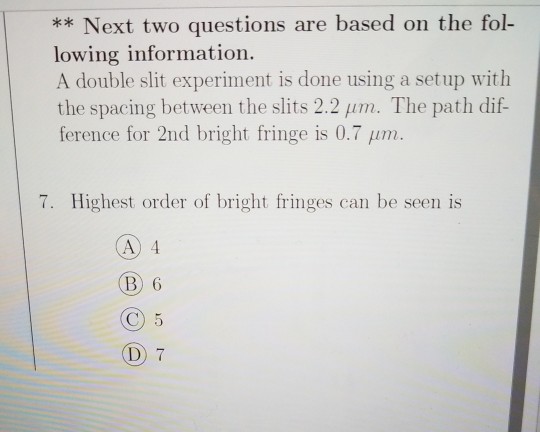 Solved ** Next two questions are based on the fol- lowing | Chegg.com
