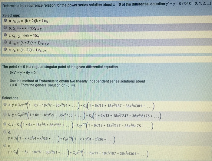 Solved Determine the recurrence relation for the power | Chegg.com