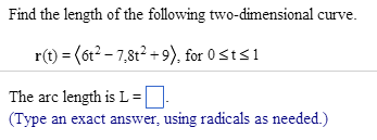 Solved Find the length of the following two-dimensional | Chegg.com