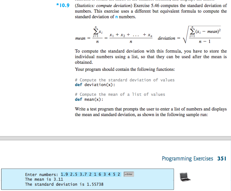 Solved 10.9 (Statistics: compute deviation) Exercise 5.46 | Chegg.com