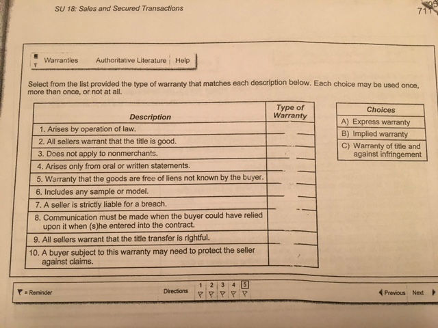 Solved Select from the list provided the type of warranty | Chegg.com