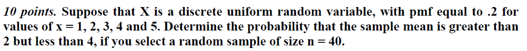 Solved 10 points. Suppose that X is a discrete uniform | Chegg.com