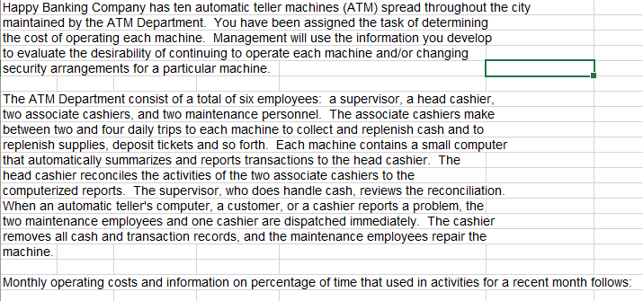 Solved Happy Banking Company has ten automatic teller | Chegg.com