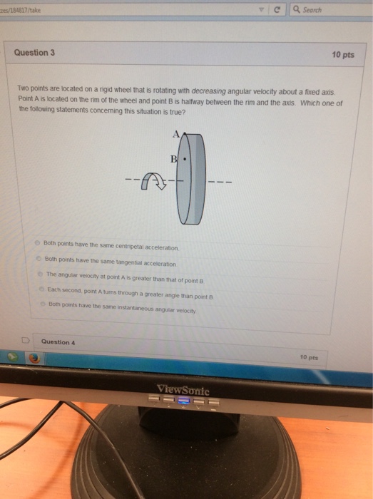 Solved Two points are located on a rigid wheel that is | Chegg.com