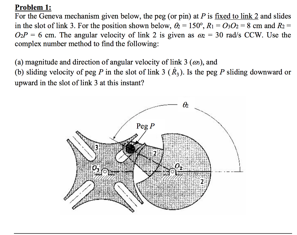 Solved Problem 1 For the Geneva mechanism given below, the | Chegg.com