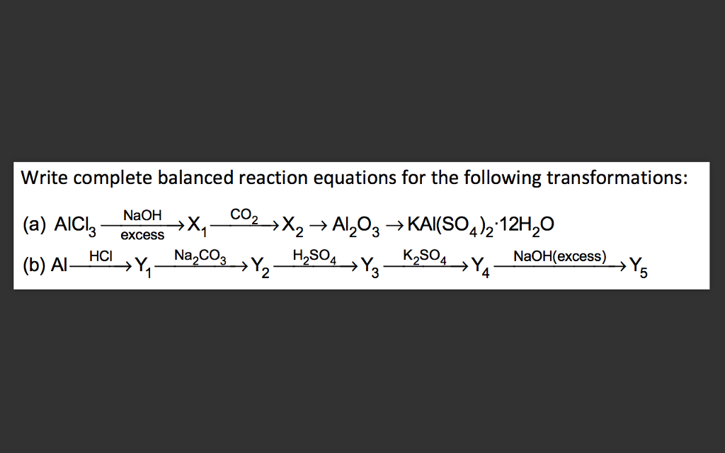 Write Complete Balanced Reaction Equations For The