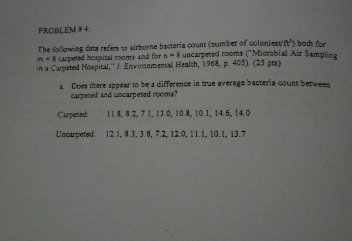 Solved PROBLEM # 4: e following data refers to airborne | Chegg.com