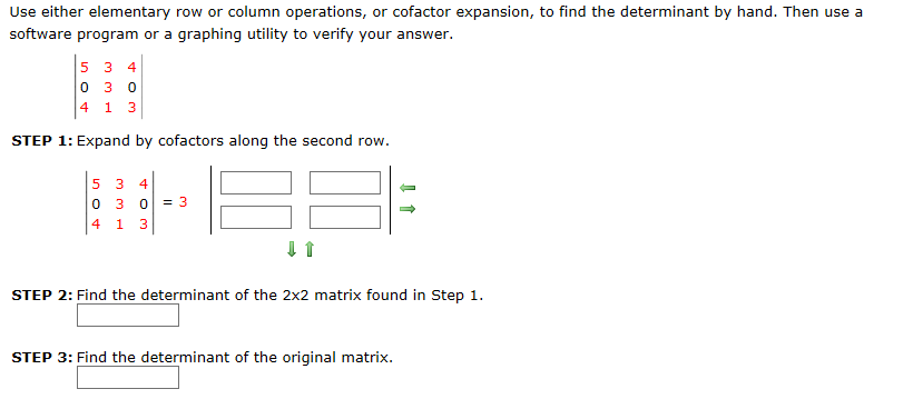 Solved Use either elementary row or column operations, or | Chegg.com