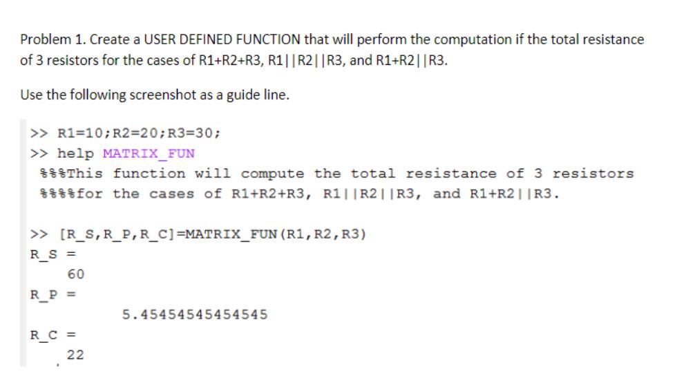Solved Problem 1. Create a USER DEFINED FUNCTION that will | Chegg.com
