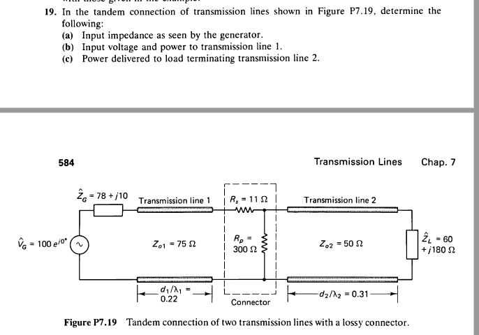 19. In the tandem connection of transmission lines | Chegg.com