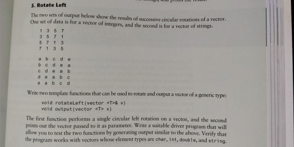 Solved 5. Rotate Left The two sets of output below show the | Chegg.com
