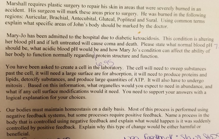 Marshall requires plastic surgery to repair his skin | Chegg.com