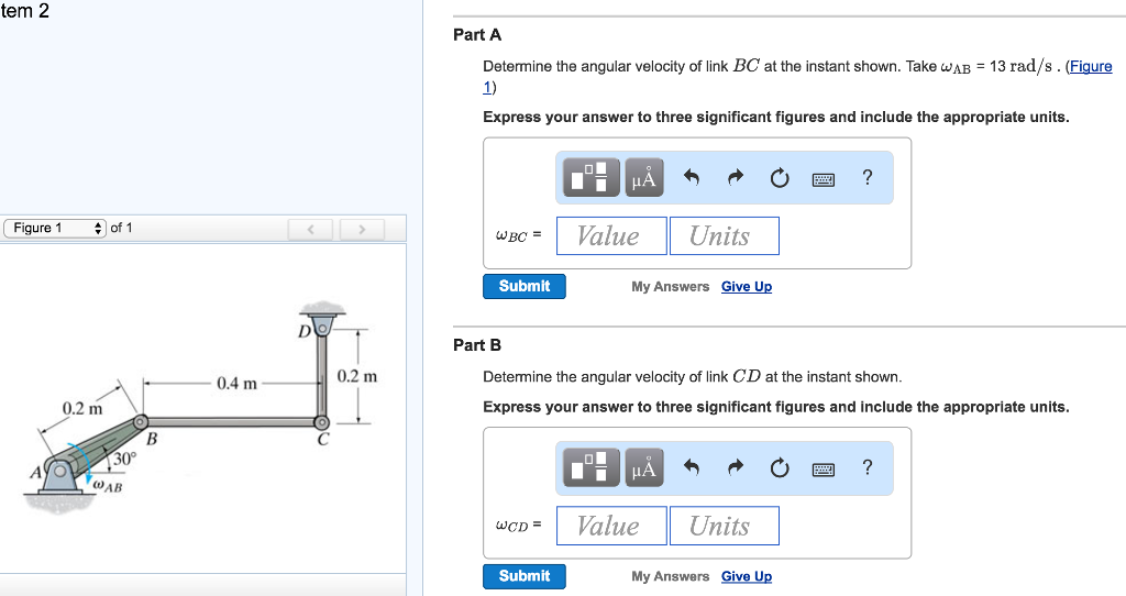 Solved Determine the angular velocity of link BC at the | Chegg.com