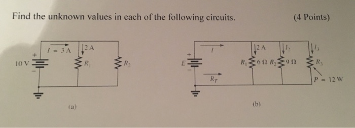 Solved Find the unknown values in each of the following | Chegg.com
