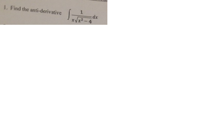 Solved J, Find the anti-derivative dx | Chegg.com