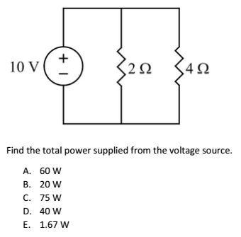 Solved Find the total power supplied from the voltage | Chegg.com
